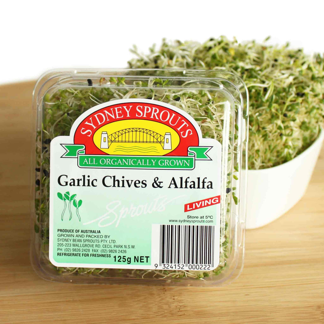 Alfalfa & garlic chives sprouts – Sydney Sprouts